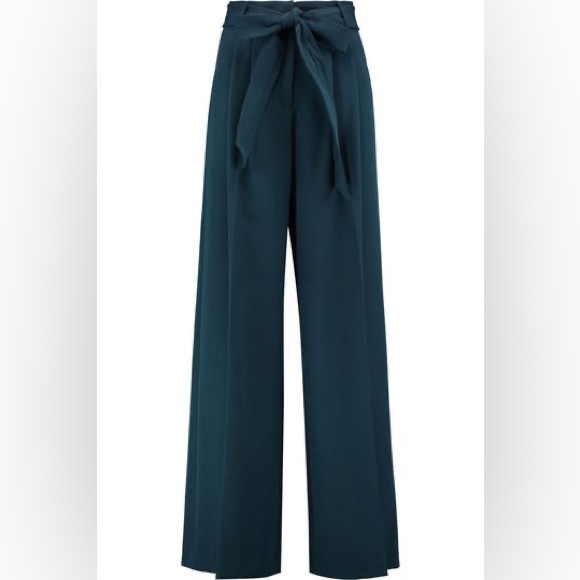 Milly | Pants & Jumpsuits | Milly Trapunto Belted Pleated Crepe Wideleg ...